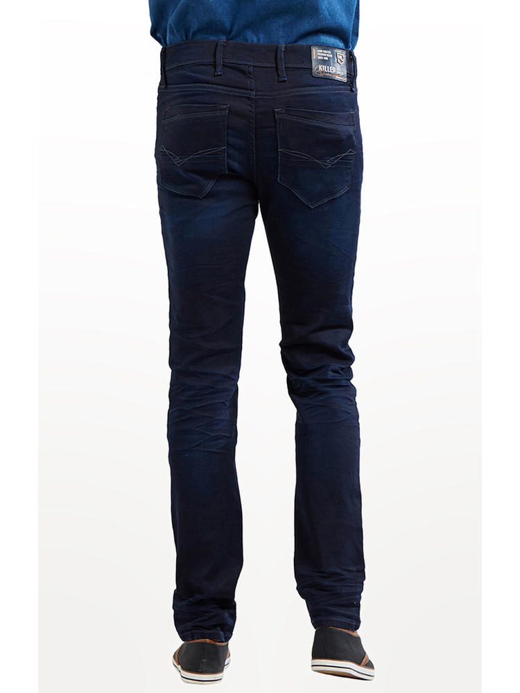 Navy Solid Straight Jeans