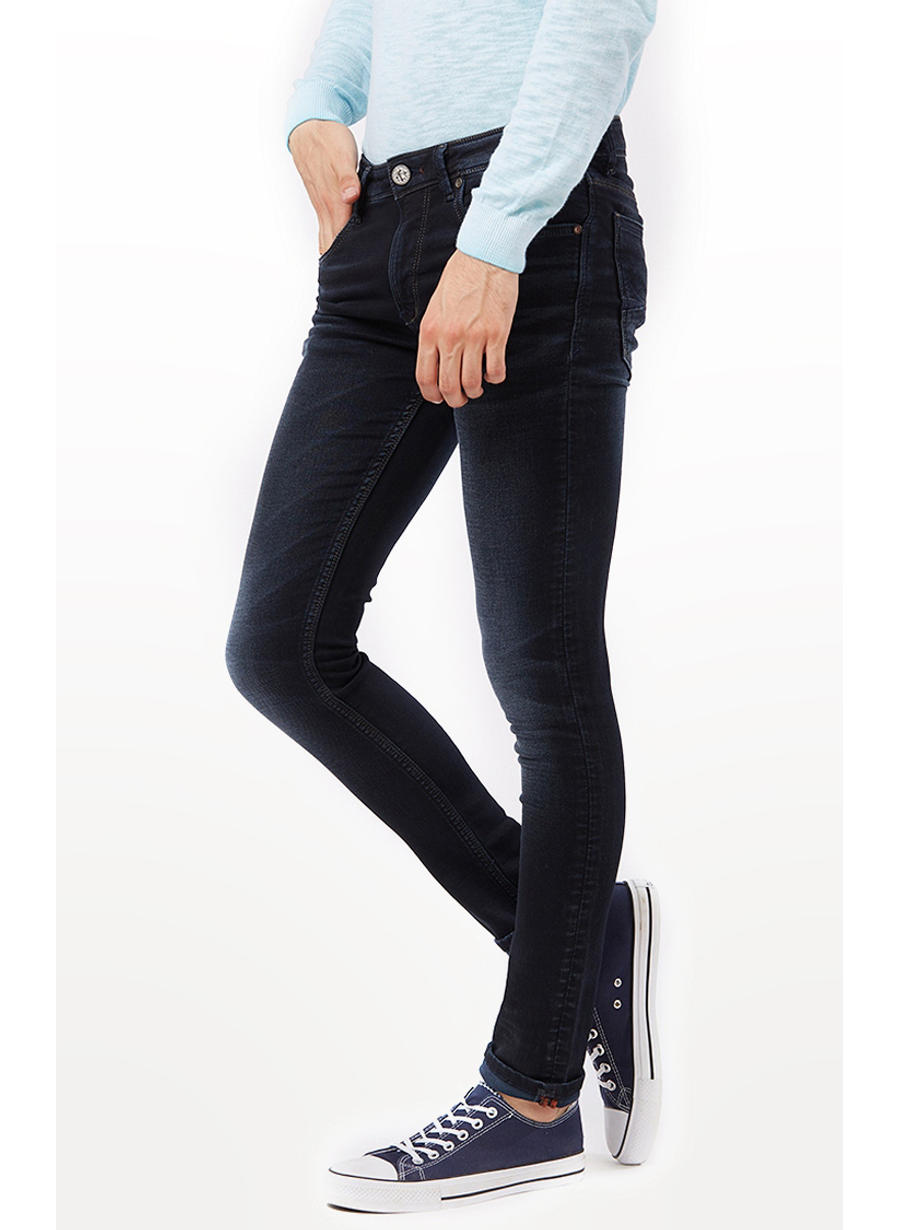 Navy Solid Straight Jeans